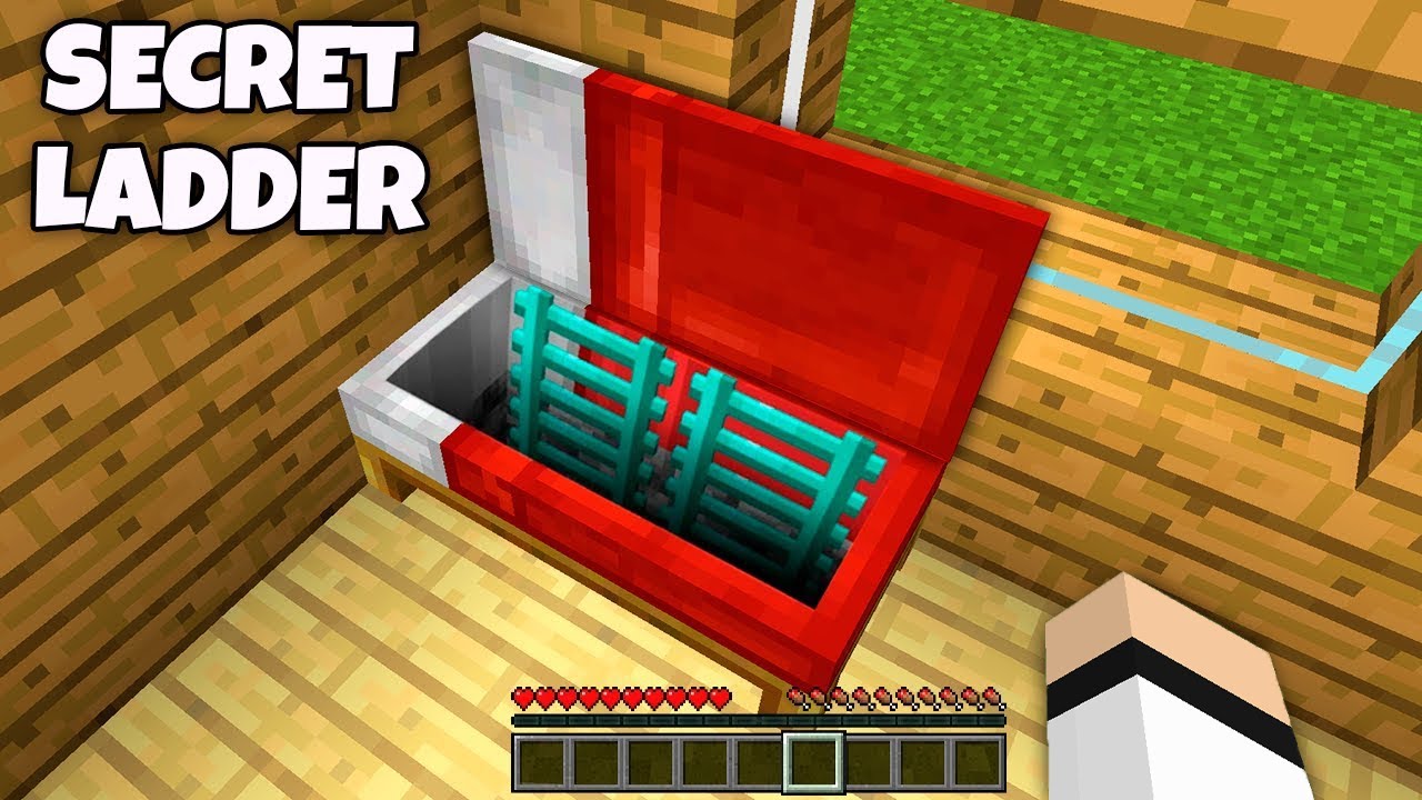 I found a SECRET LADDER in BED in Minecraft ! NEW SECRET PASSAGE in BED ...