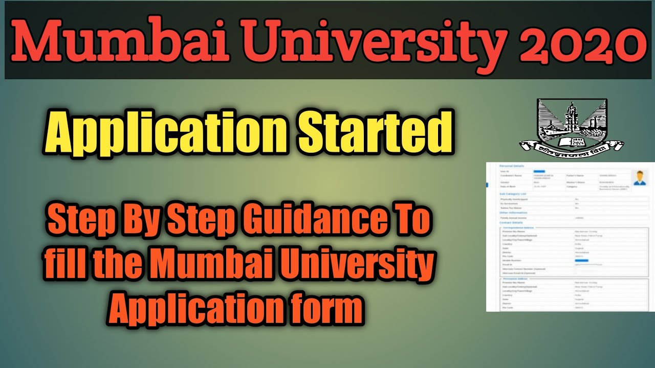 Mumbai University Admission 2020 Application Form (Started) - How to ...