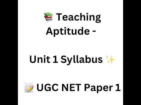 Teaching Aptitude Unit 1 Syllabus | UGC NET Paper 1 - YouTube