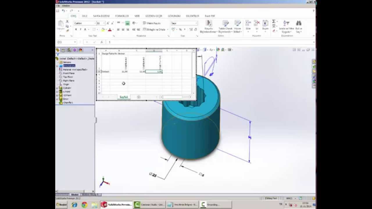 SolidWorks Design Table - YouTube