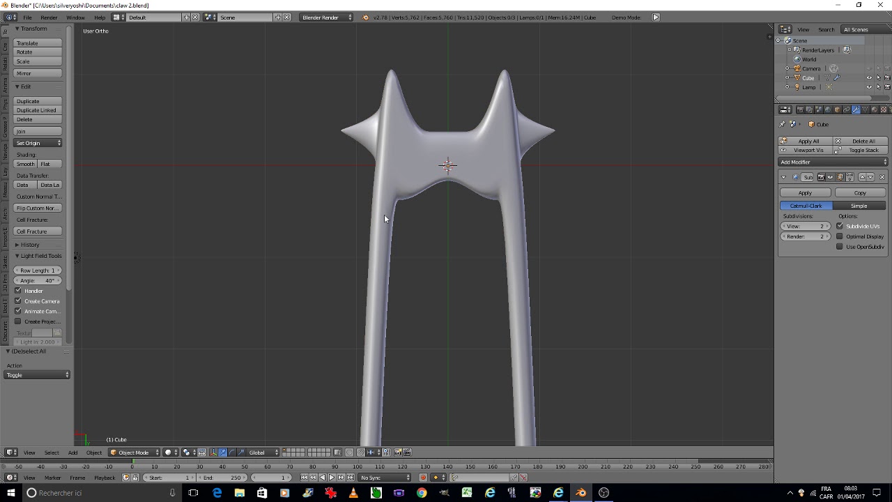 blender 3D modelling tutorial claw - YouTube