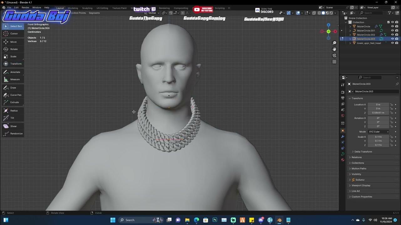MAKING A CUBAN CHAIN WITH DIAMONDS FOR FIVE M IN BLENDER - YouTube