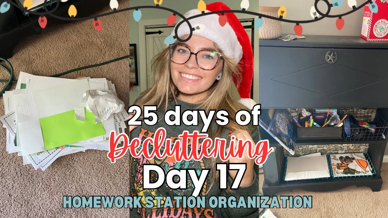 25 days of decluttering | DAY 17 VLOGMAS | homework station ...
