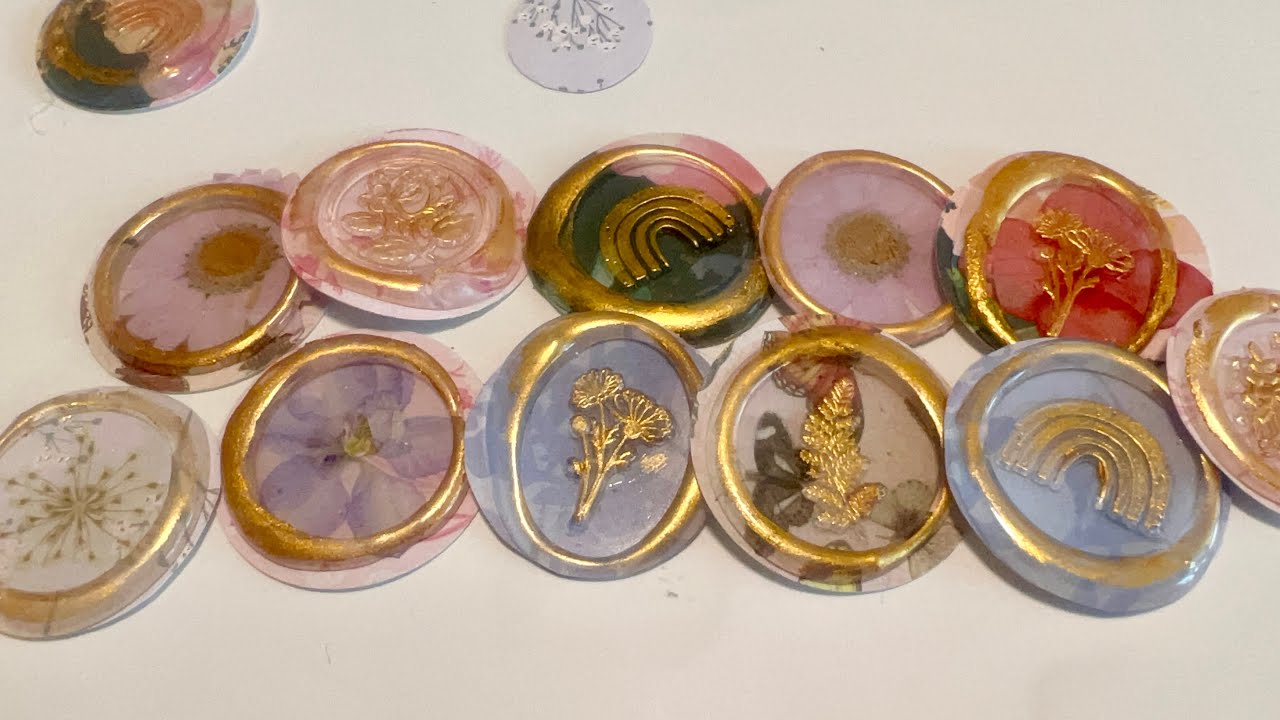 Floral wax seal tokens & Wax seals using hot glue - YouTube