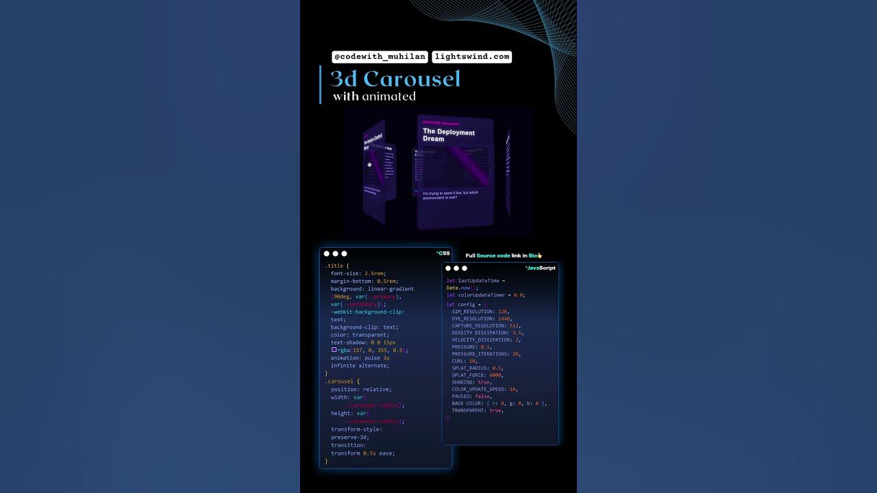 Animated 3dm Carousel #codewith_muhilan #css #coding #carousel - YouTube
