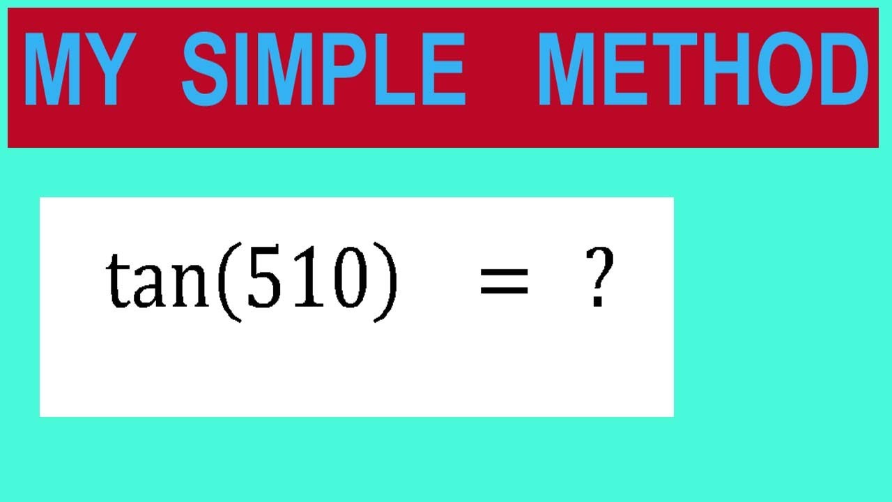 Find trigonometry angle tan⁡(510) = ? - YouTube