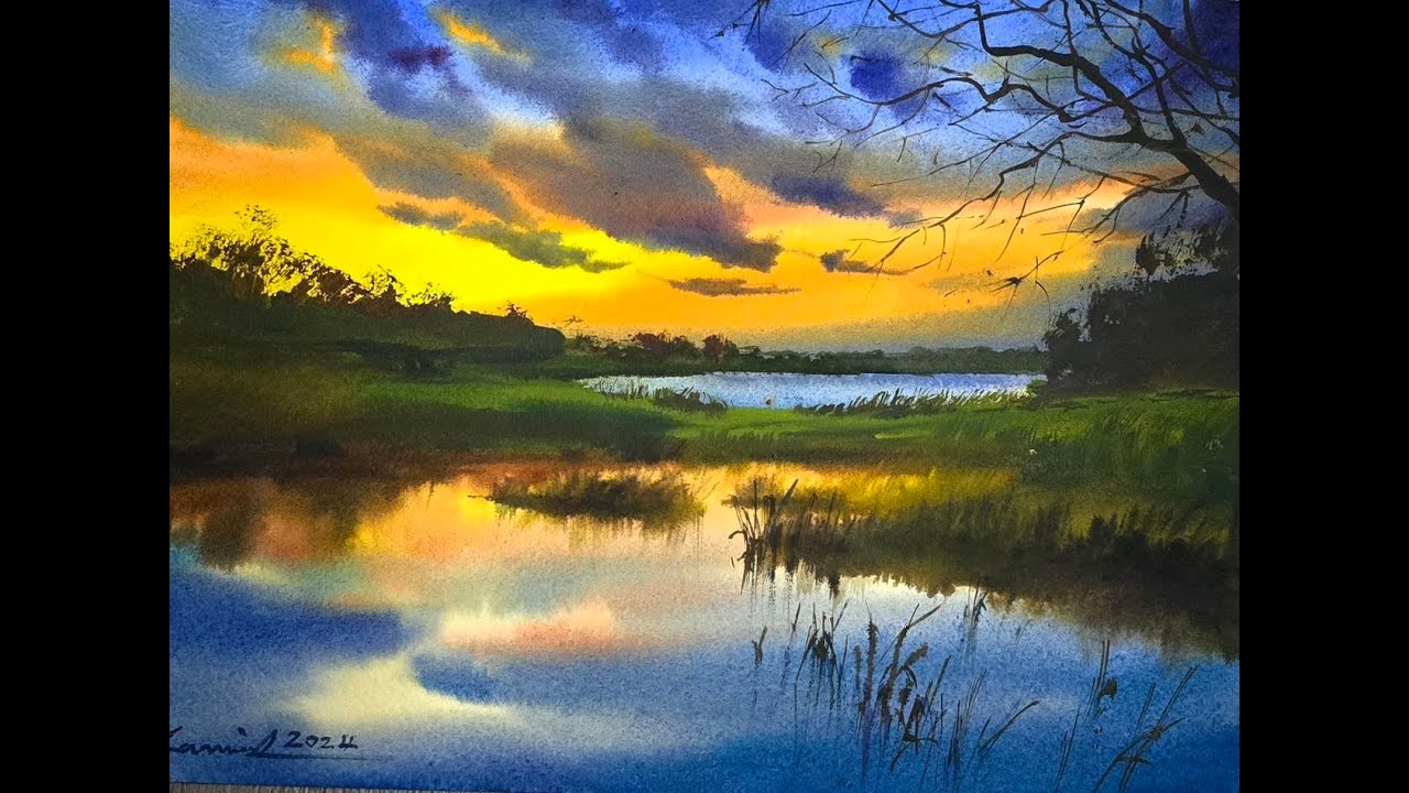 Cloudy Sky Watercolor Painting Tutorial - YouTube