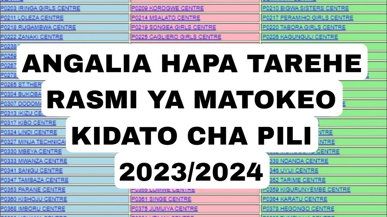 TAREHE YA MATOKEO KIDATO CHA PILI 2023/2024 Angalia Hapa / Form Two ...
