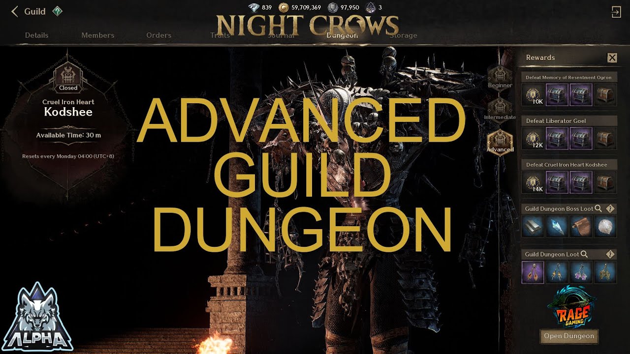 Nightcrows Monday is Advanced Guild Dungeon Day - YouTube