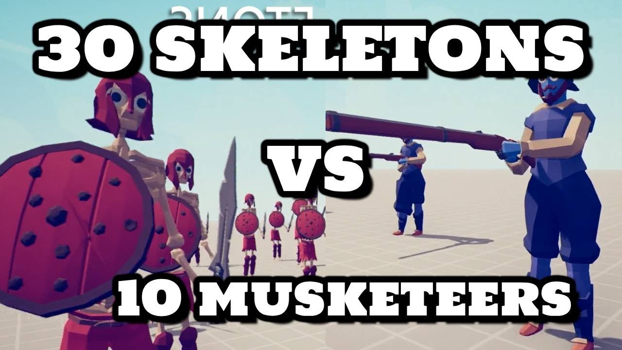 30 SKELETONS vs 10 MUSKETEERS - YouTube