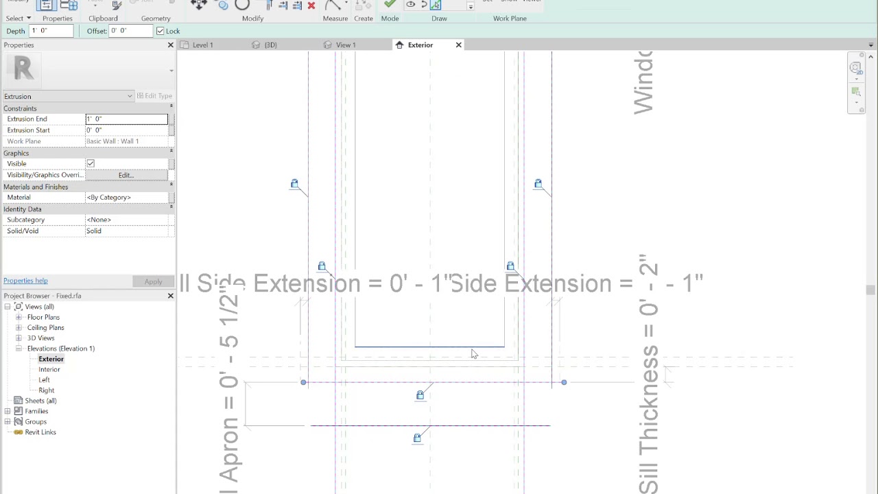 Standard Fixed Window Customization with the Family Editor - YouTube