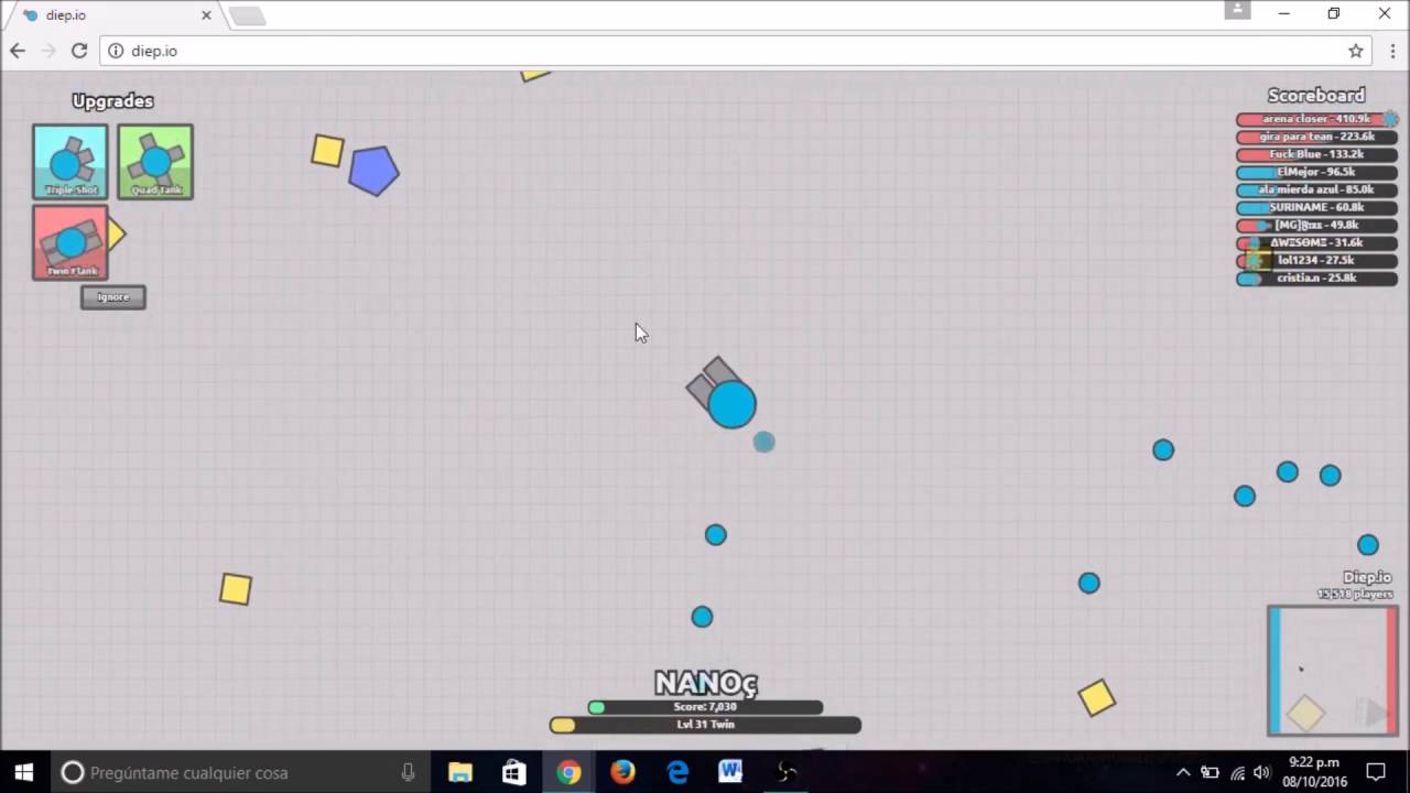 Diep.IO- Partida Rápida Auto TANK | NANOÇ - YouTube