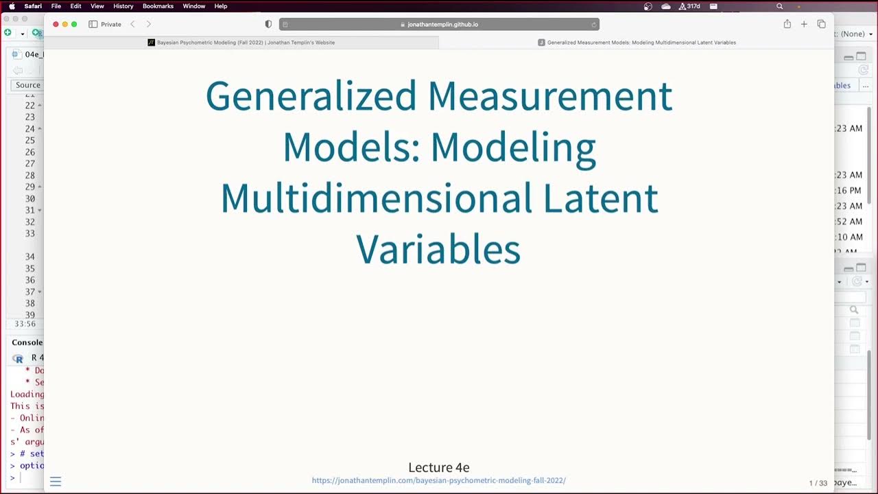 Bayesian Psychometric Models, Lecture 4e; November 30, 2022 (U of Iowa) - YouTube