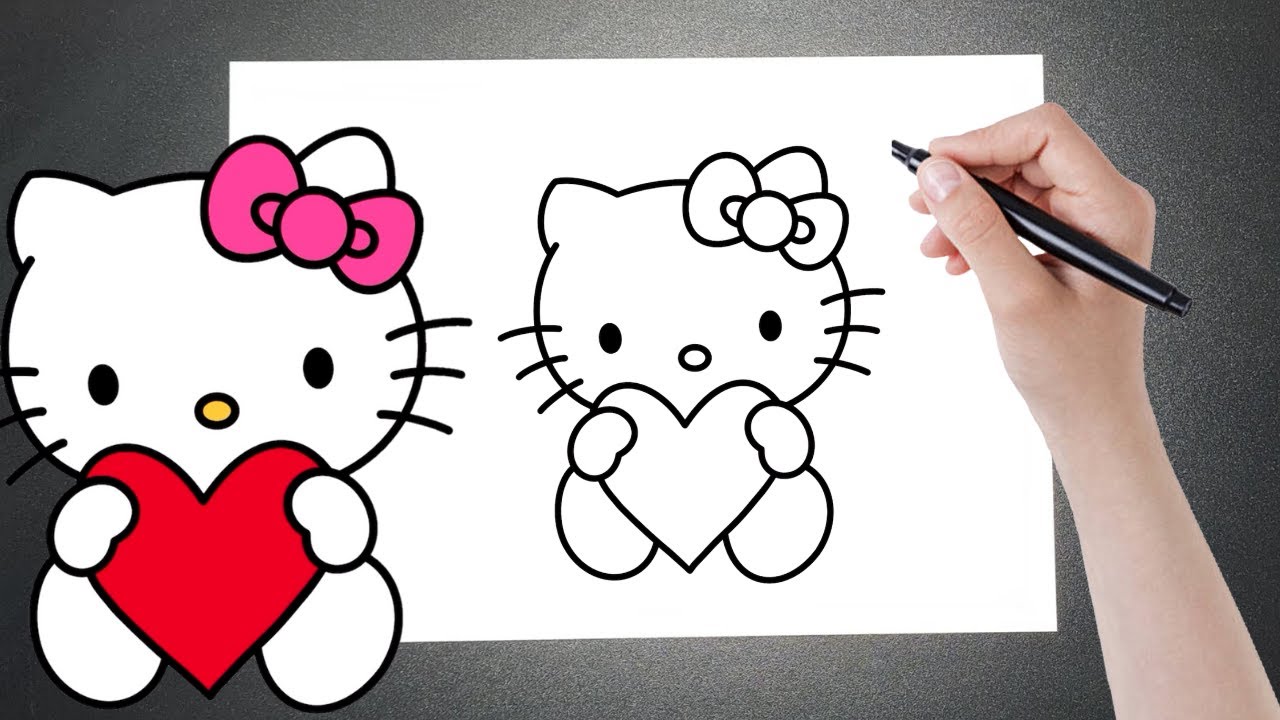COMO DESENHAR A HELLO KITTY COM UM CORAÇÃO - SANRIO - YouTube