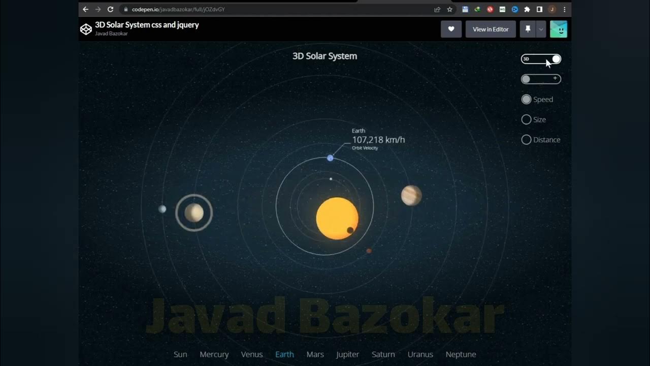 3D Solar System using #html #css #javascript - YouTube