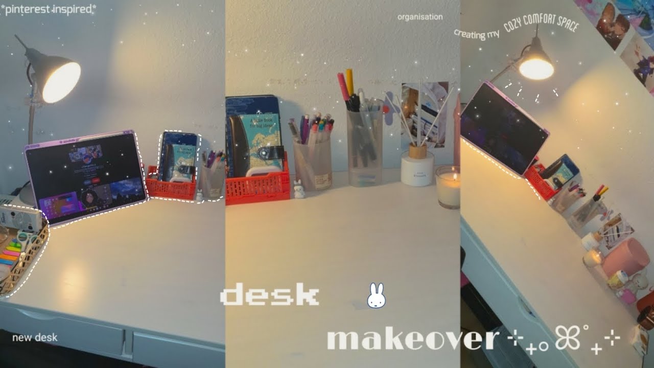 AESTHETIC desk MAKEOVER/ creating my COZY STUDYGIRL DESK 💻🩷📓+ tour ...