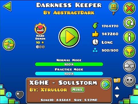 geometry dash darkness keeper 100% 296 attempts - YouTube