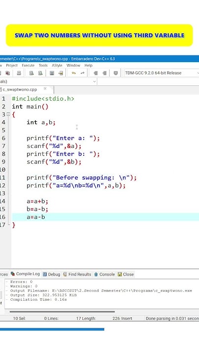 Swap Two Numbers Without Using Third Variable Fyp Shorts C Cpp Cprogramming Fypシ Viral 5485