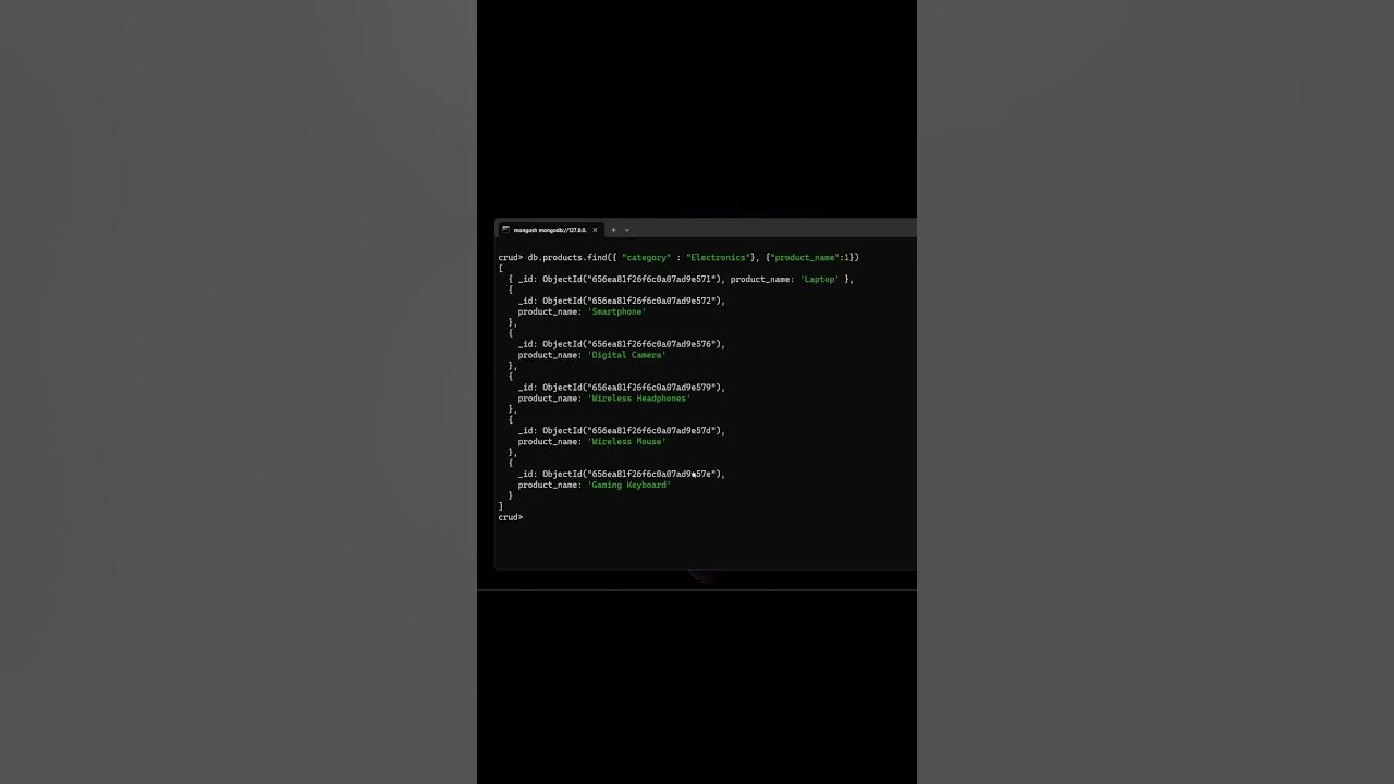 Mongodb Read With Projection And Selection Find Command Mongodb Nosql Datamodeling