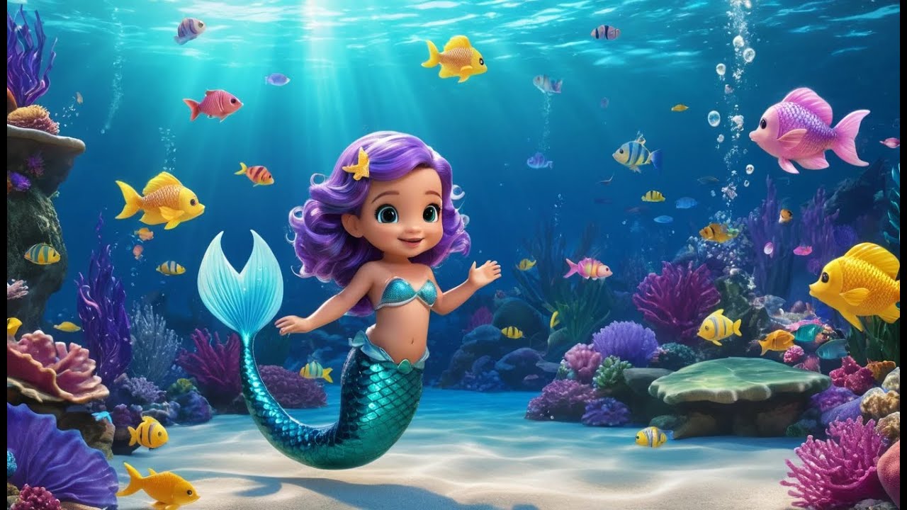 Baby Mermaid Sitting on a Rock | Underwater Song for Kids | Cute ...