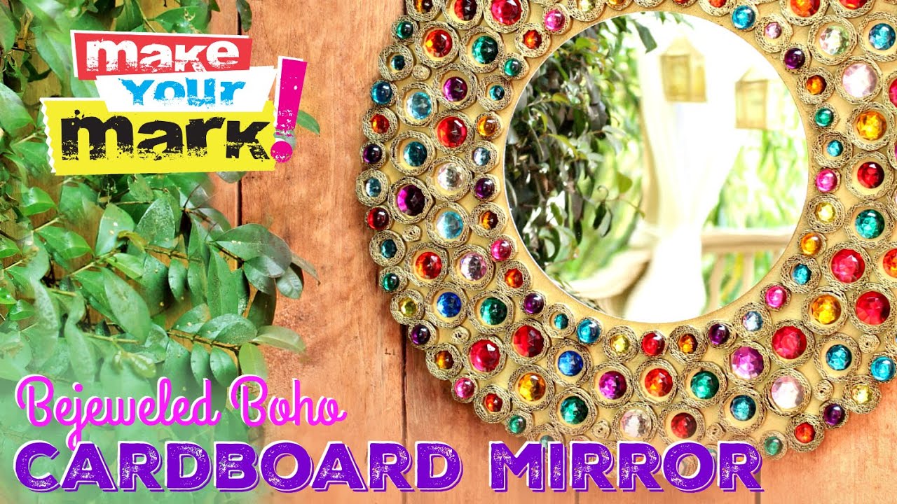 Bejeweled Boho Cardboard Mirror DIY - YouTube