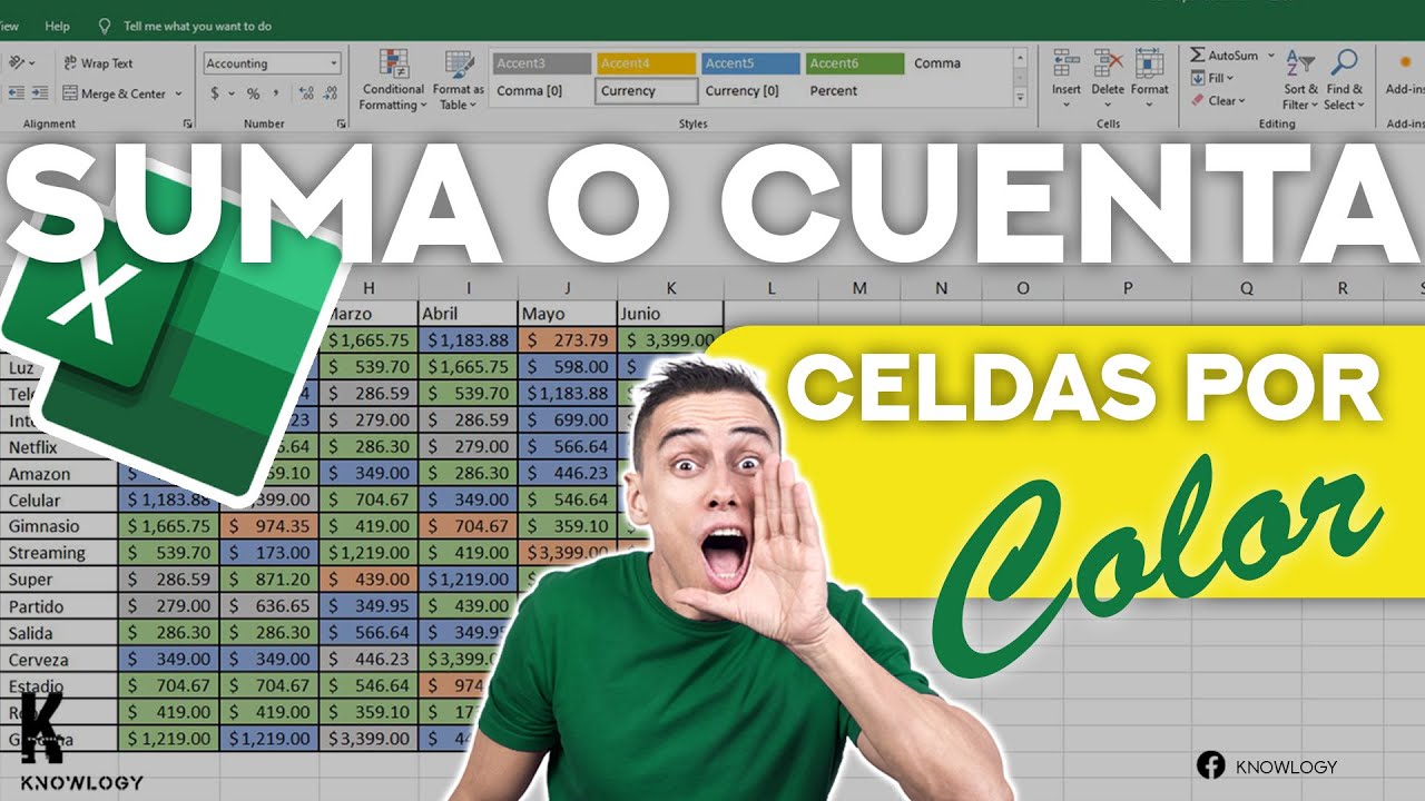 Cómo contar o sumar datos por color en Excel - YouTube