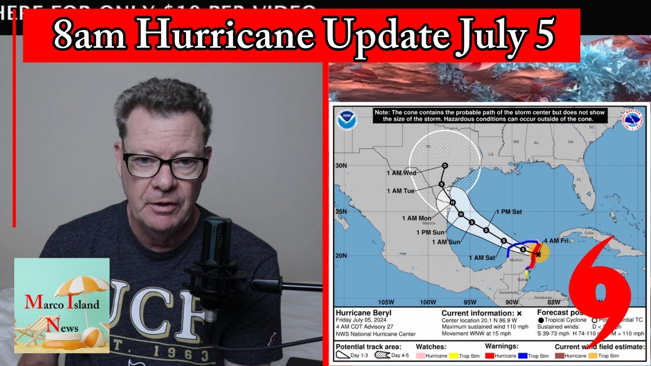Hurricane Beryl 8am Update July 5th 2024 Marco Island News - YouTube