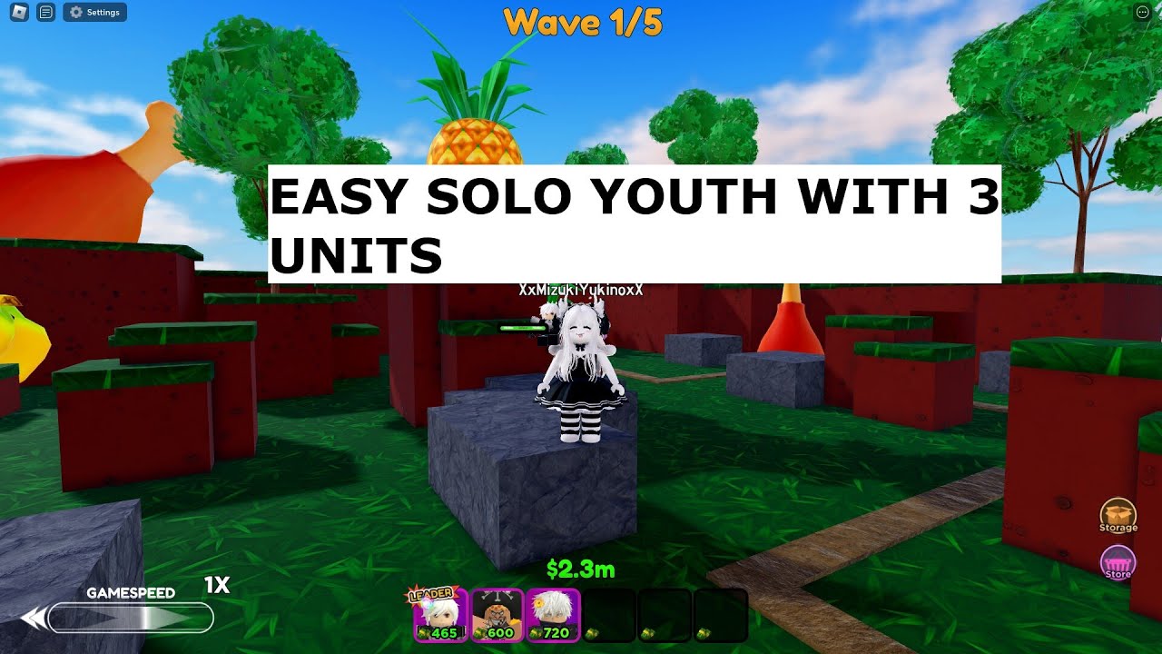 Roblox - Easy Solo Youthzone With 3 Units Not Buff Damage ( No Idol ...