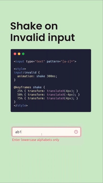 Invalid input shake animation using HTML CSS #webdesign #webdevelopment #htmldesign #coding # ...