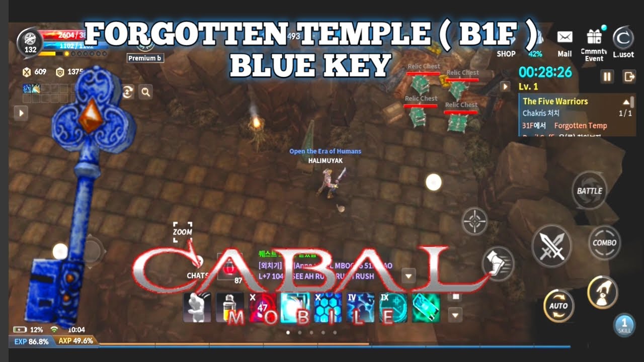 FORGOTTEN TEMPLE BLUE KEY QUEST (B1F) CABAL MOBILE TIPS NO. 26 - YouTube