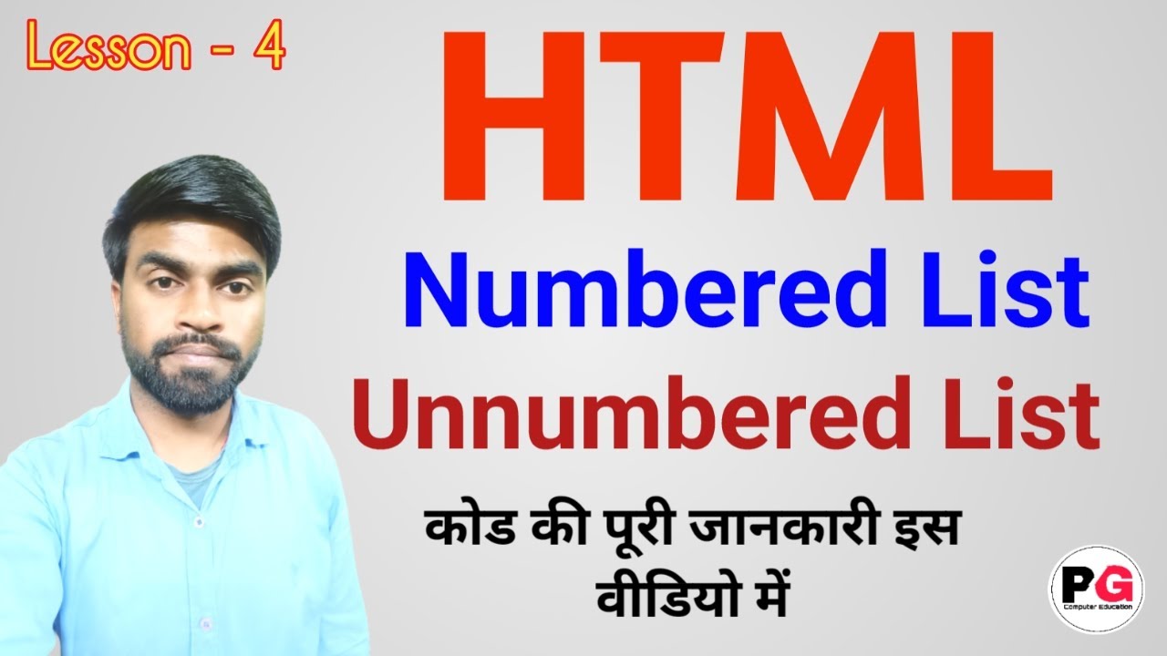 Html Numbered List Unnumbered List Coding Html Basic Course For Beginners In Hindi Web 9072