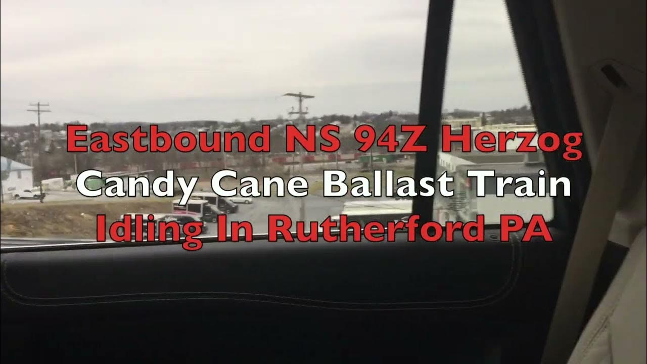 Eastbound NS 94Z Herzog Candy Cane Ballast Train Idling In Rutherford PA - YouTube