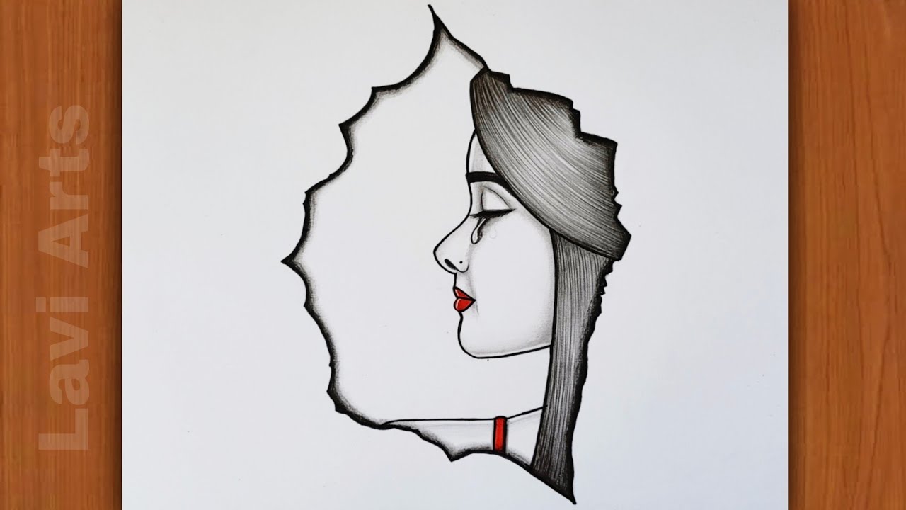 How to draw beautiful Sad girl ( Creative art )| girl drawing easy ...