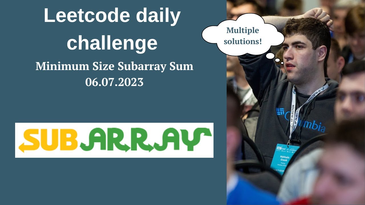 Leetcode Daily Challenge Minimum Size Subarray Sum 6072023 Youtube 3260