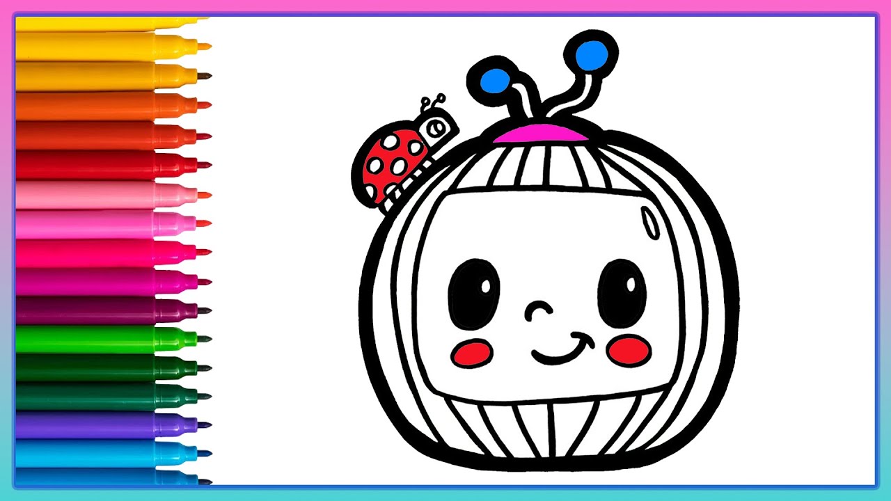Cocomelon Logo Drawing,🍉 Painting And Coloring For Kids & Toddlers Easy ...