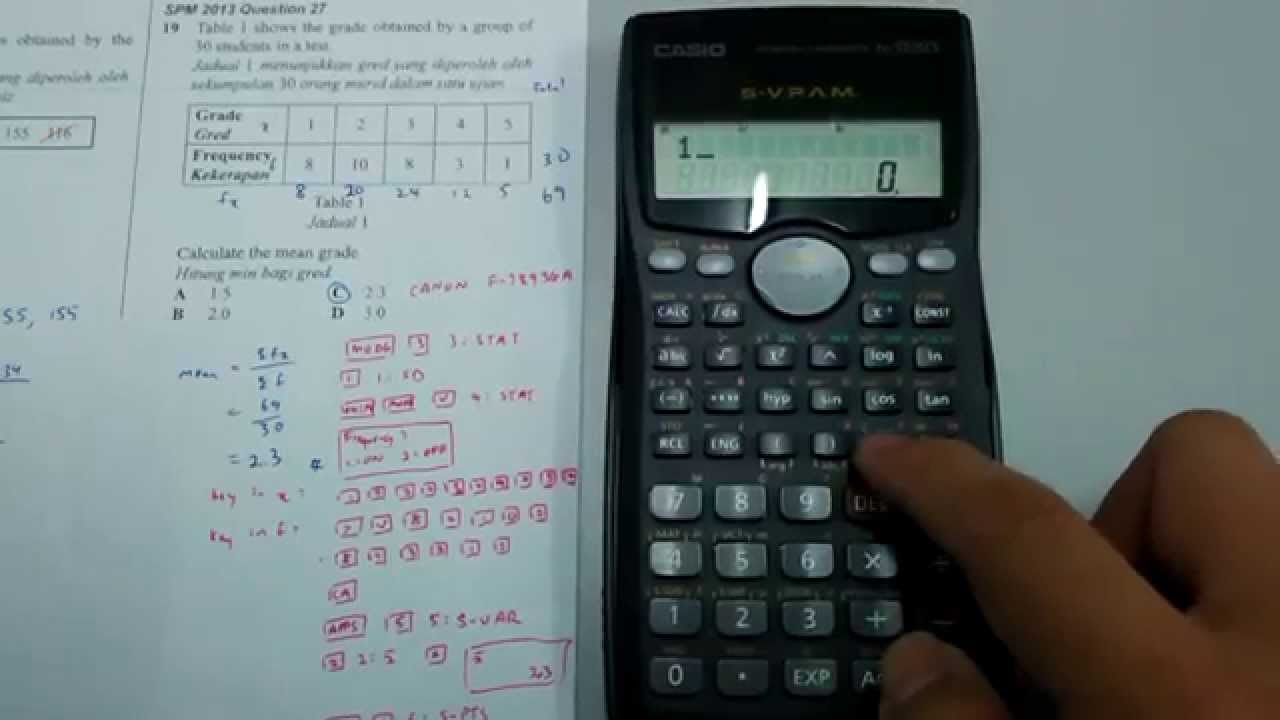 Casio Fx 570MS Statistics Frequency Table SPM 2013 P1 Q27 YouTube Casio Fx 570MS Statistics Frequency Table SPM 2013 P1 Q27 YouTube