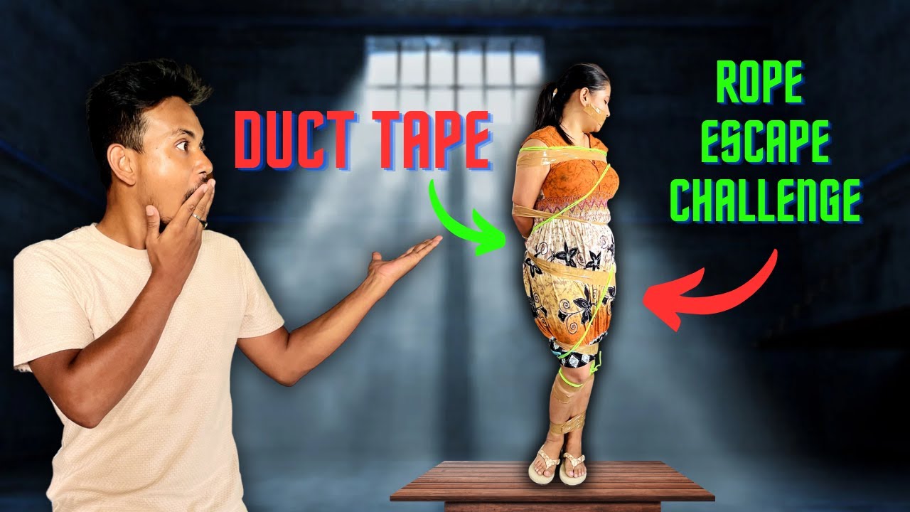 Tape Rope Escape | Ninja Tape Escape Challenge | Duct Tape Escape Prank ...