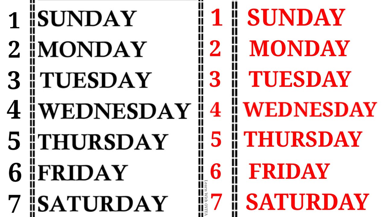 How to Write the Days of the Week | Preshcool learning| Seven Days of ...
