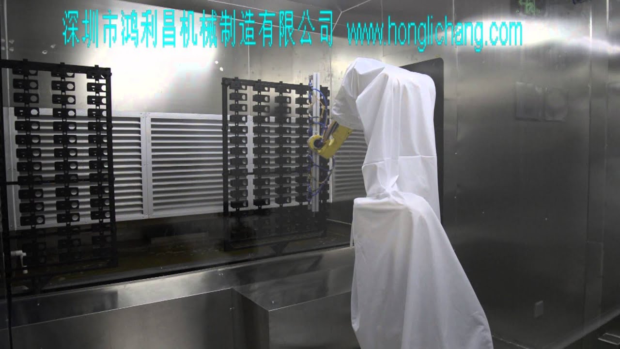 robot automatic painting line for car parts - YouTube