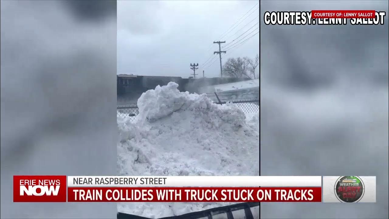 Train Collides with Truck Stuck on Tracks - YouTube