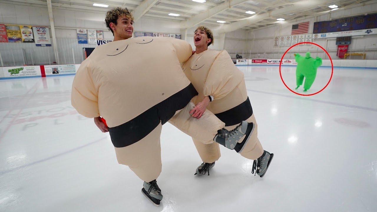 DO NOT ICE SKATE IN SUMO SUITS AT 3AM! - YouTube