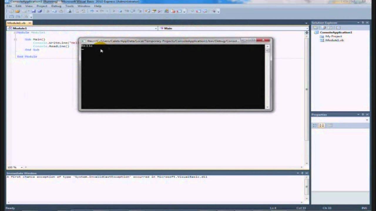 Visual Basic Console Programming Tutorial - 1 - Output - YouTube