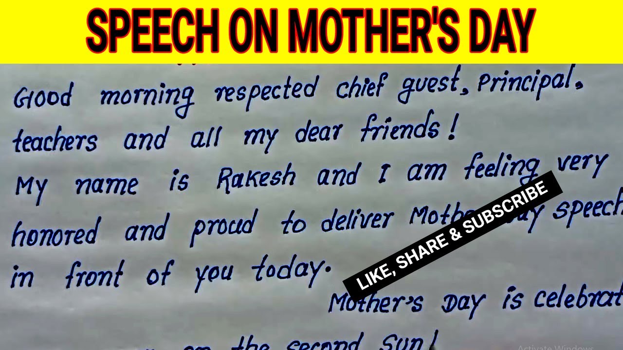 Write easy English speech on Mother's Day |Mother's Day English Speech ...