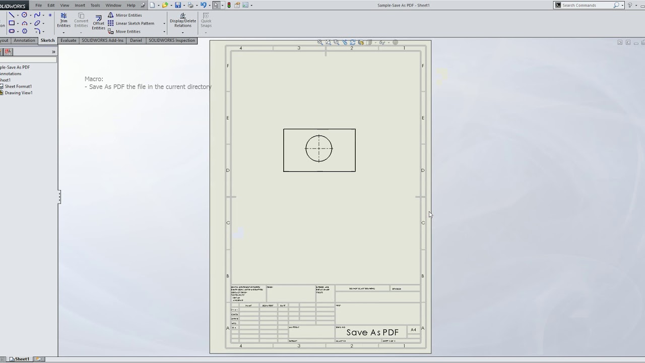 Solidworks Macro Save As Pdf Youtube