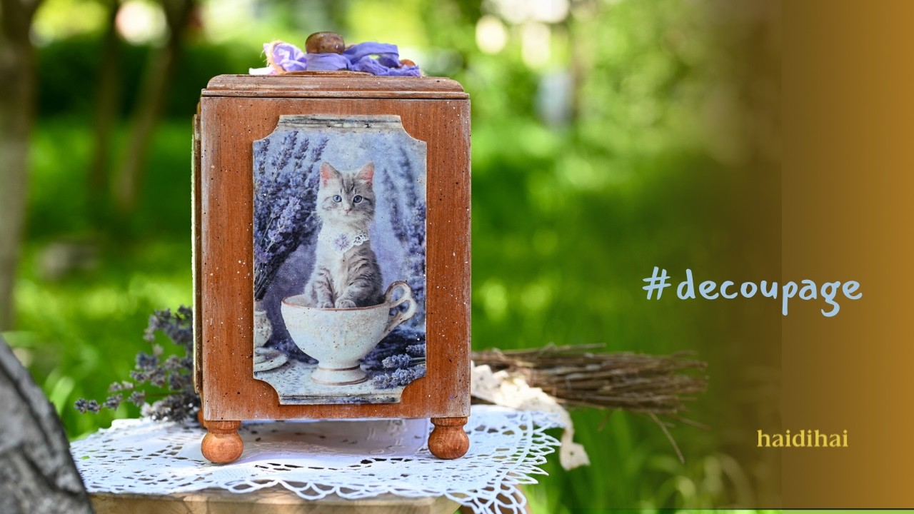 Decoupage with Lavender & Cat DIY Craft Tutorial - YouTube