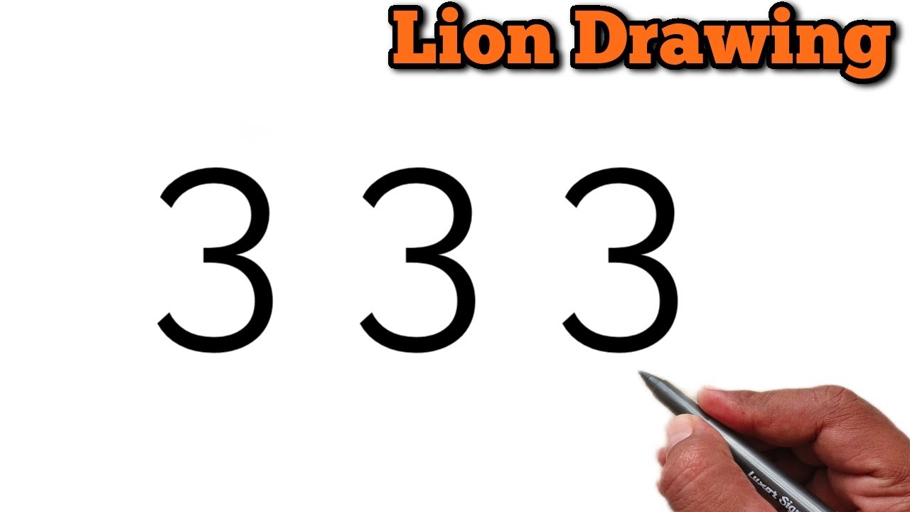 How to draw Lion From Number 333 | Lion Drawing for beginners | Number ...