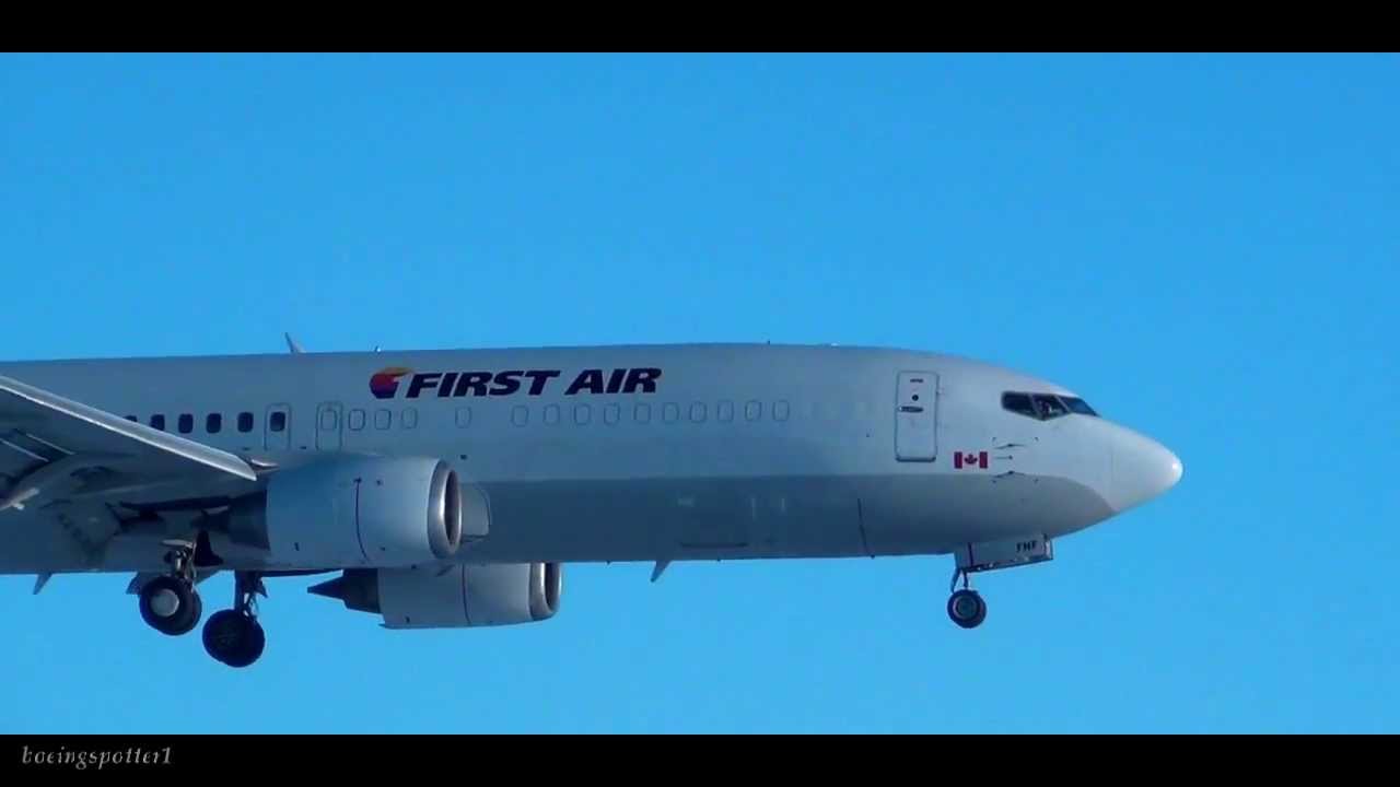 First Air Boeing 737-400 landing at Ottawa - YouTube