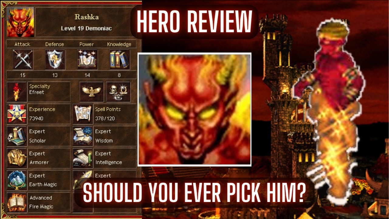 Heroes 3 Hero Review - Rashka The Inferno Demoniac - YouTube