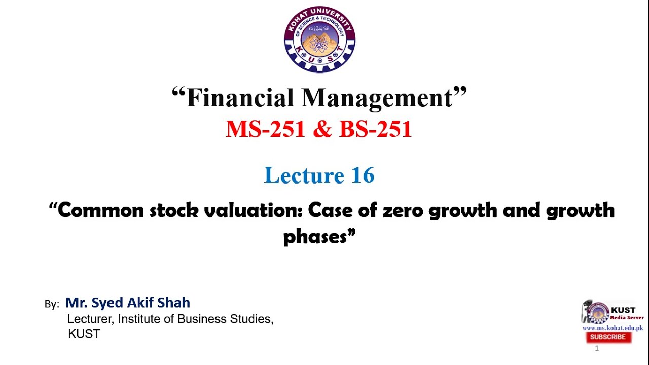 Common Stock Valuation: Case of zero growth & growth phase model - YouTube