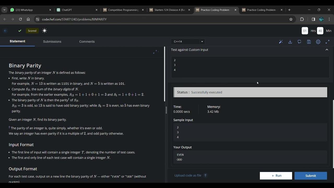 Binary Parity I Codechef Solution || Codechef contest solution - YouTube